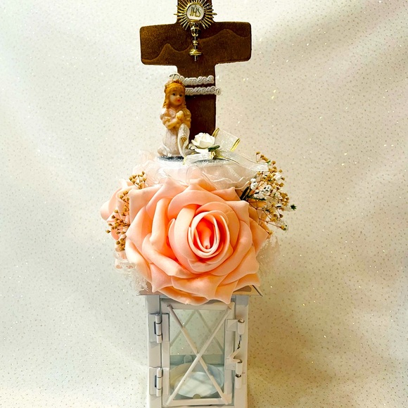 Party Supplies | Set Of 7 Pcs Girl First Communion Candle Centerpiece ...